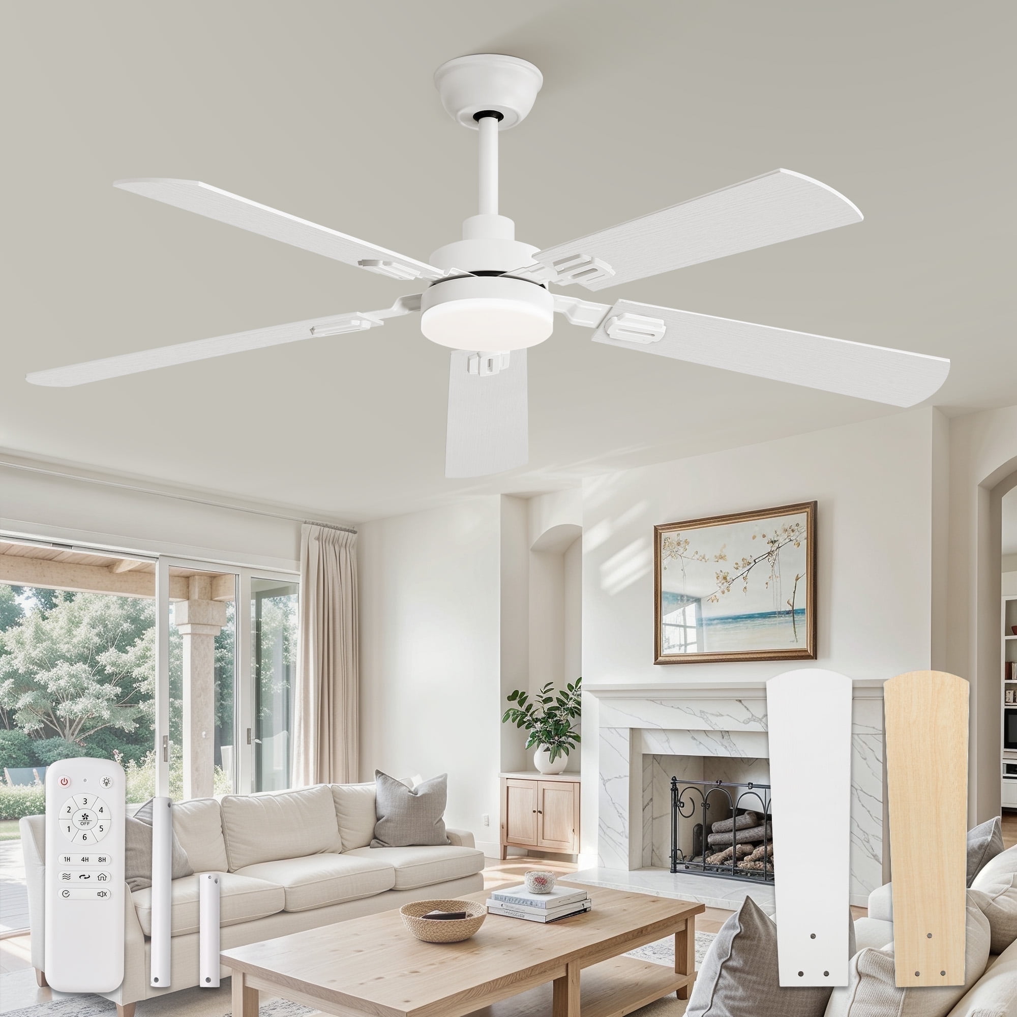 Zardon 52" Modern Ceiling Fan with Light and Remote Control, Ultra ...