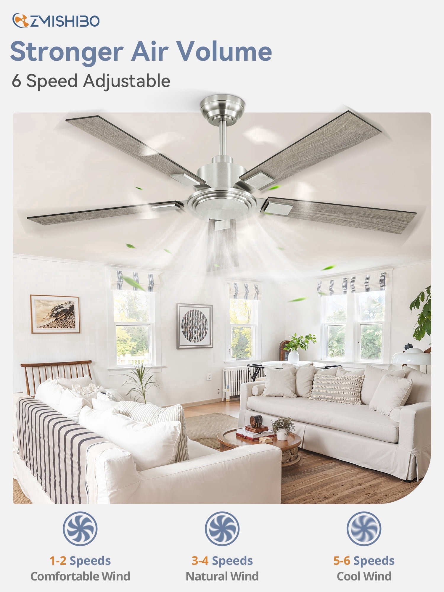 Zardon 52in Ceiling Fan with Light and Remote Control, Quiet and ...