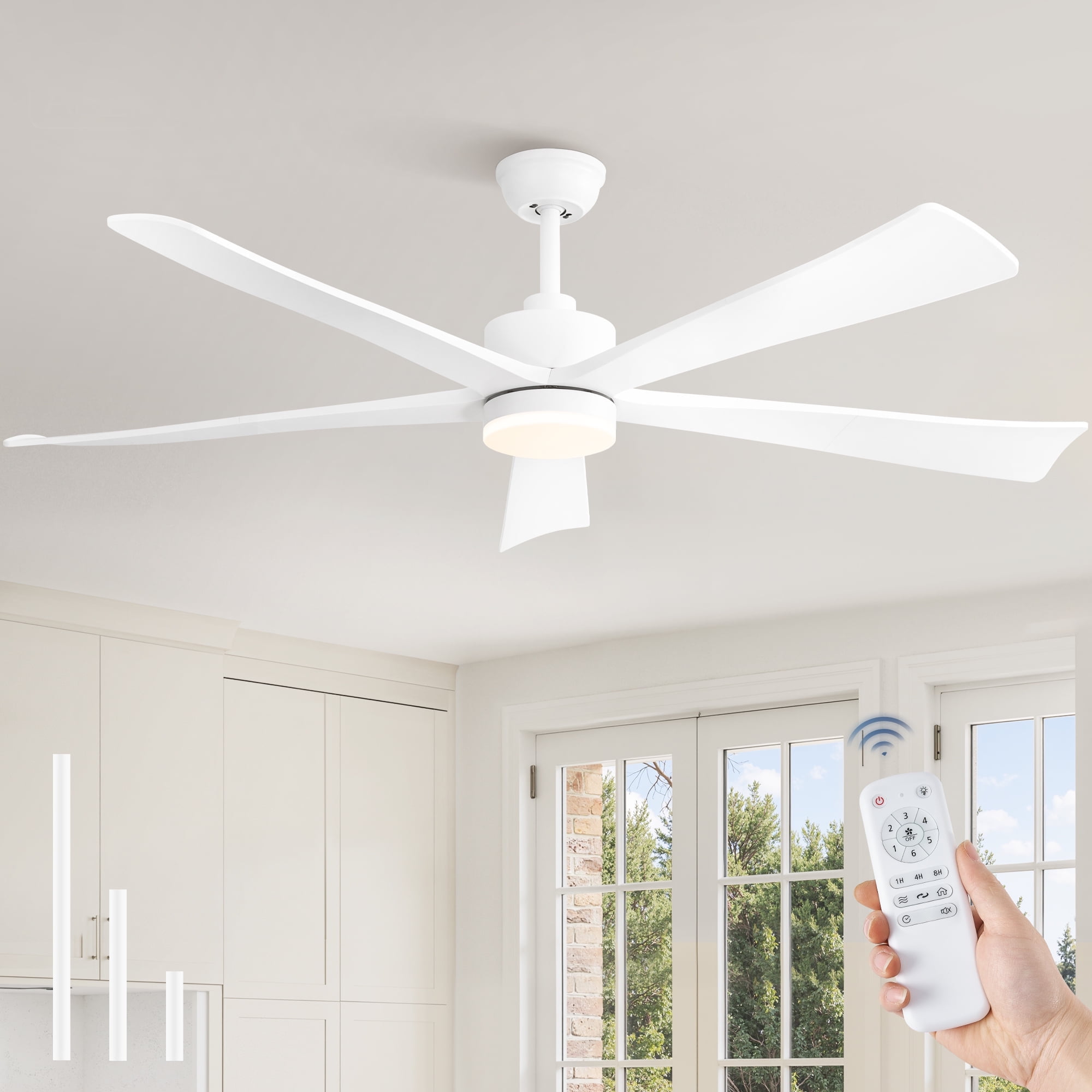 Zardon 60in Ceiling Fan with Light and Remote Control, 6 Speeds, Double ...