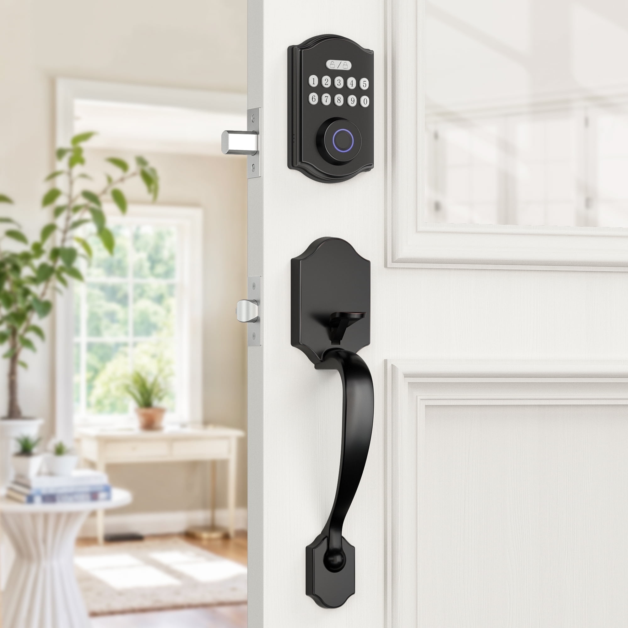 Zardon Electronic Fingerprint Keypad DeadboltwithHandle, Smart Front ...