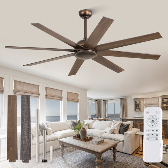 Zardon 72 inch Large Ceiling Fan with Light and Remote, Modern Ceiling ...