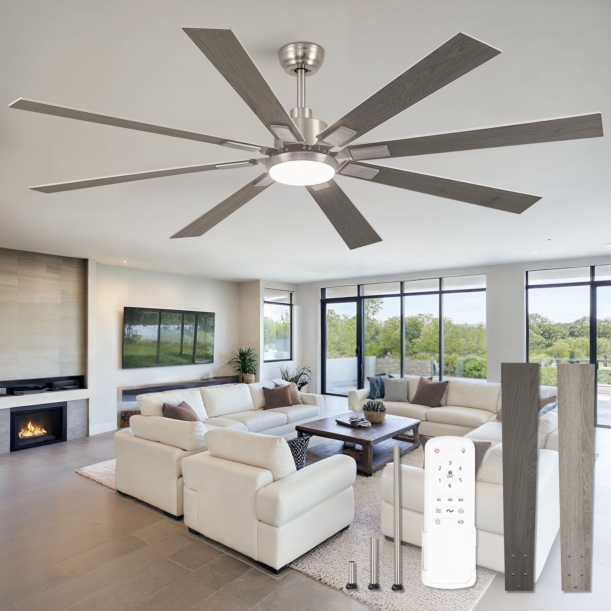 Zardon 72 inch Modern Ceiling Fan with Light and Remote Control, Large ...