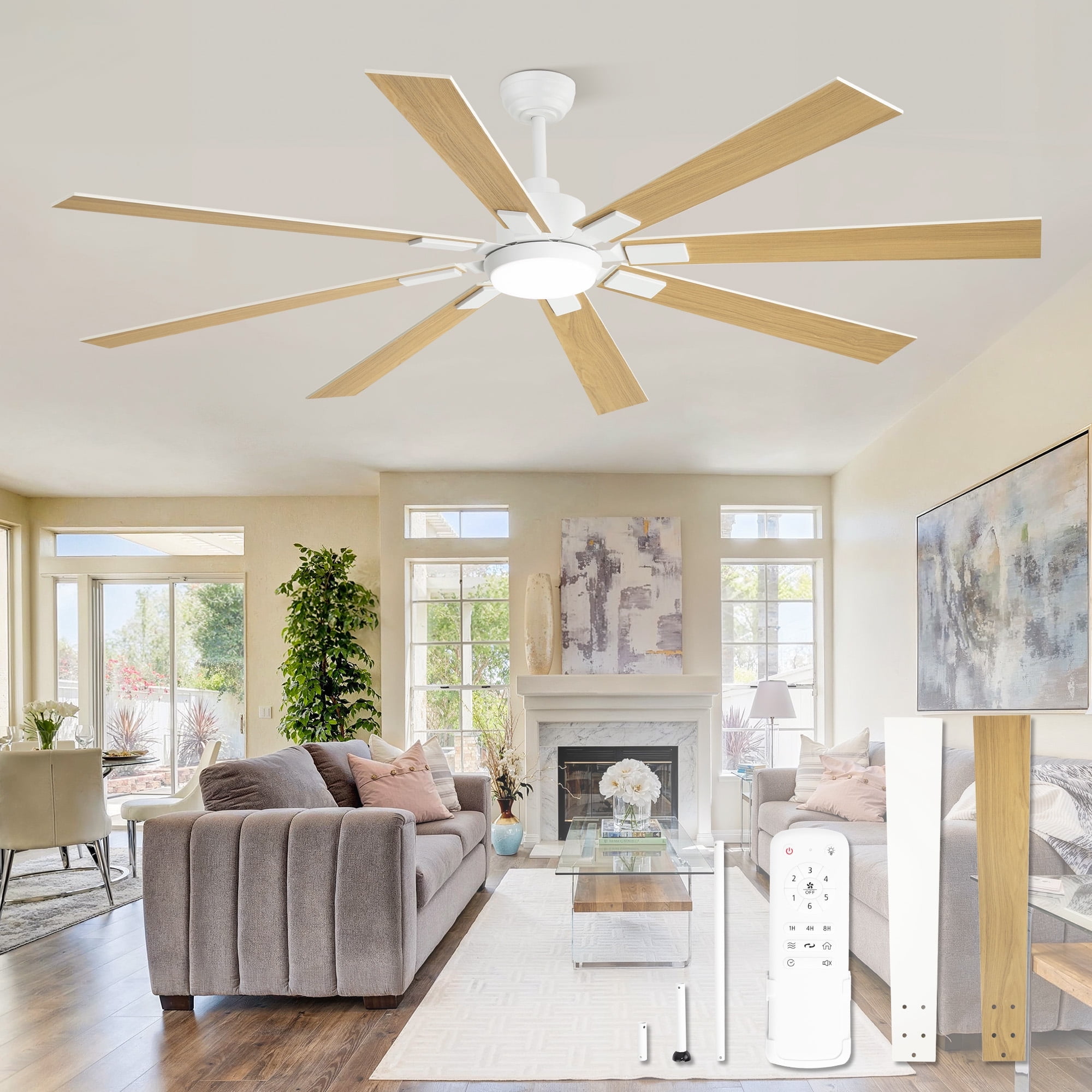 Zardon 72 inch Ceiling Fan with Light and Remote Control - Quiet 6 ...