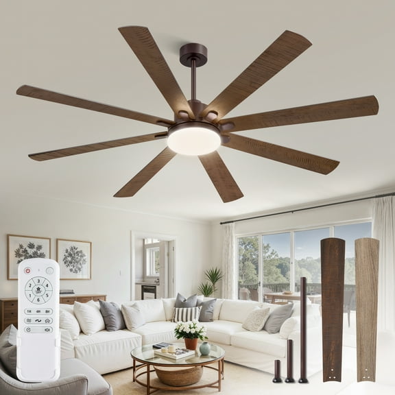 Zardon 72 inch Large Ceiling Fan with Light and Remote, Modern Ceiling ...