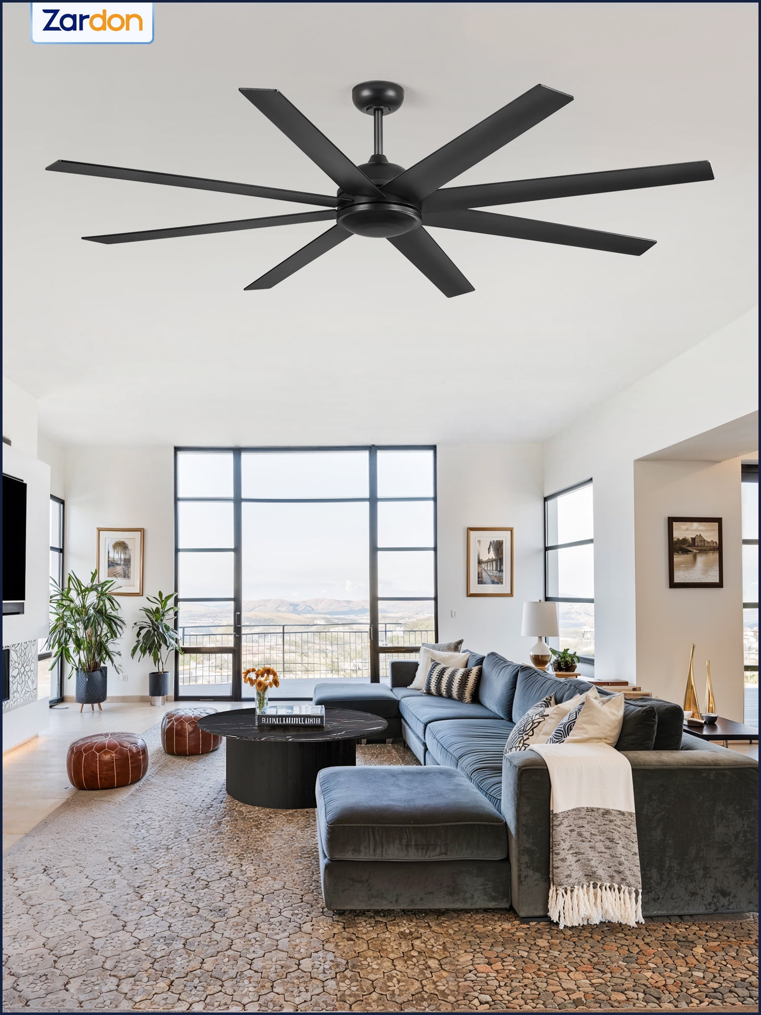 Zardon 72" Industrial Ceiling Fan with Remote - 6-Speed Quiet DC Motor ...