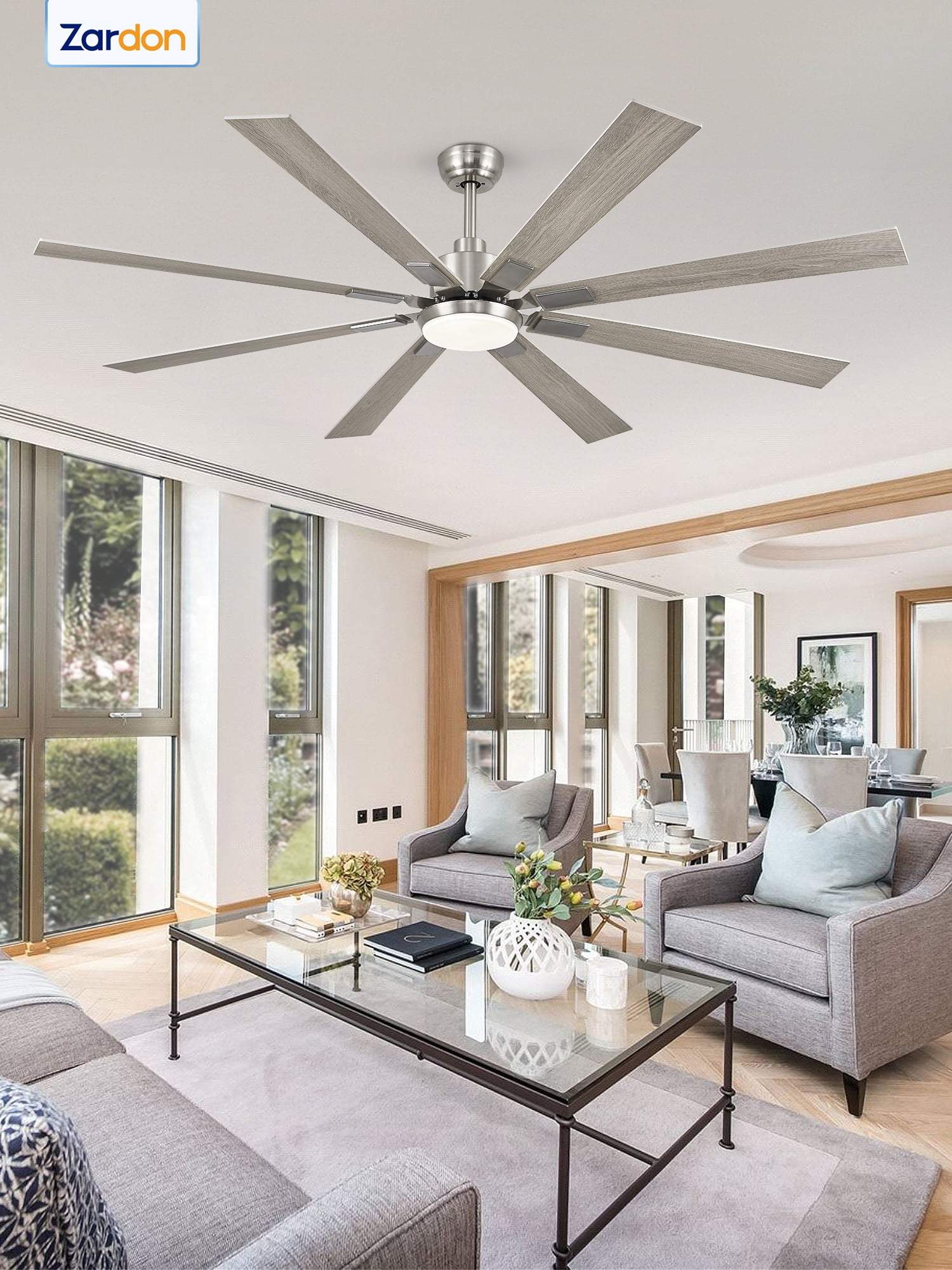 Zardon 72 inch Ceiling Fan with Light and Remote Control - Quiet 6 ...