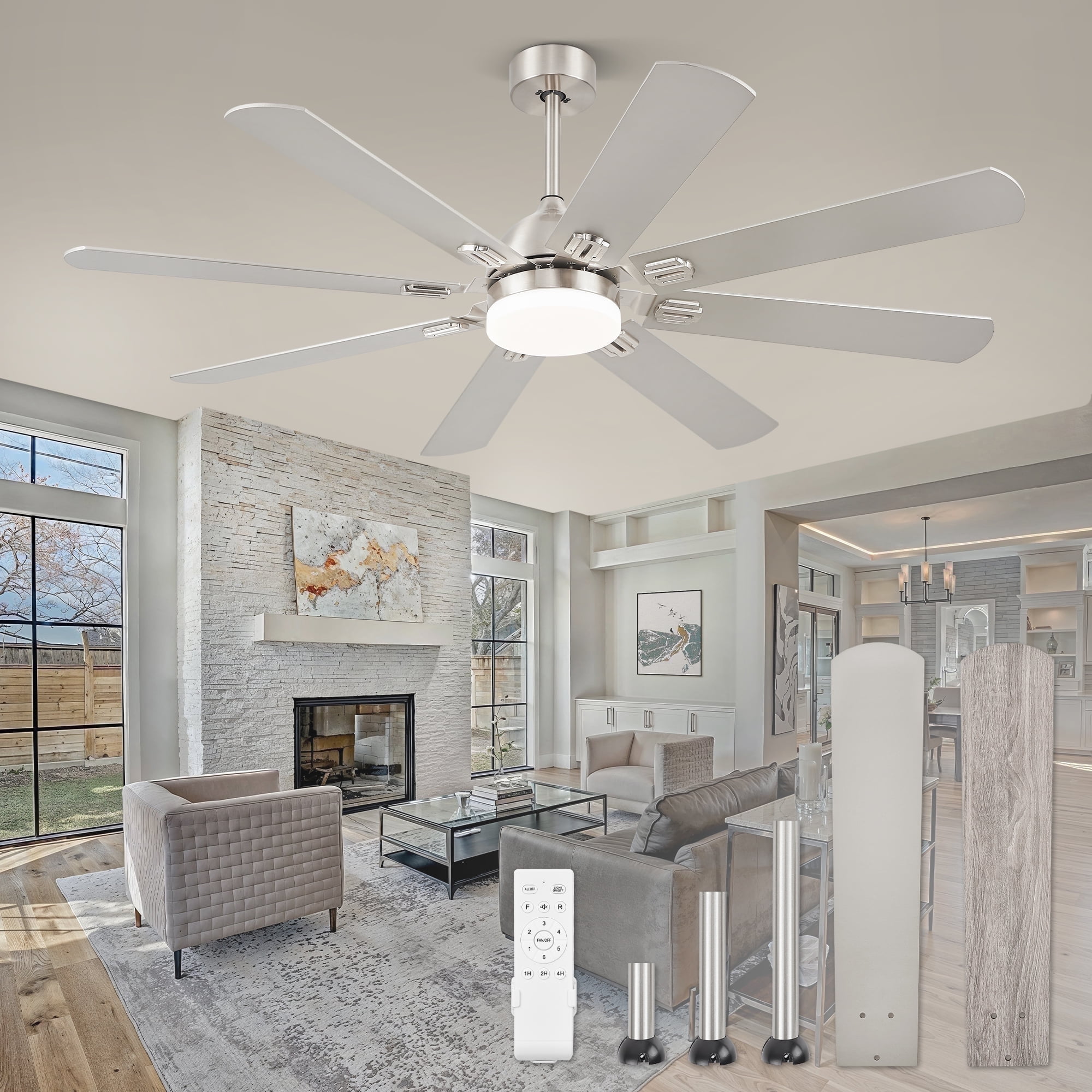 Zardon 84 inch Farmhouse Ceiling Fan with Light & Remote, 8 Oil Bronze ...