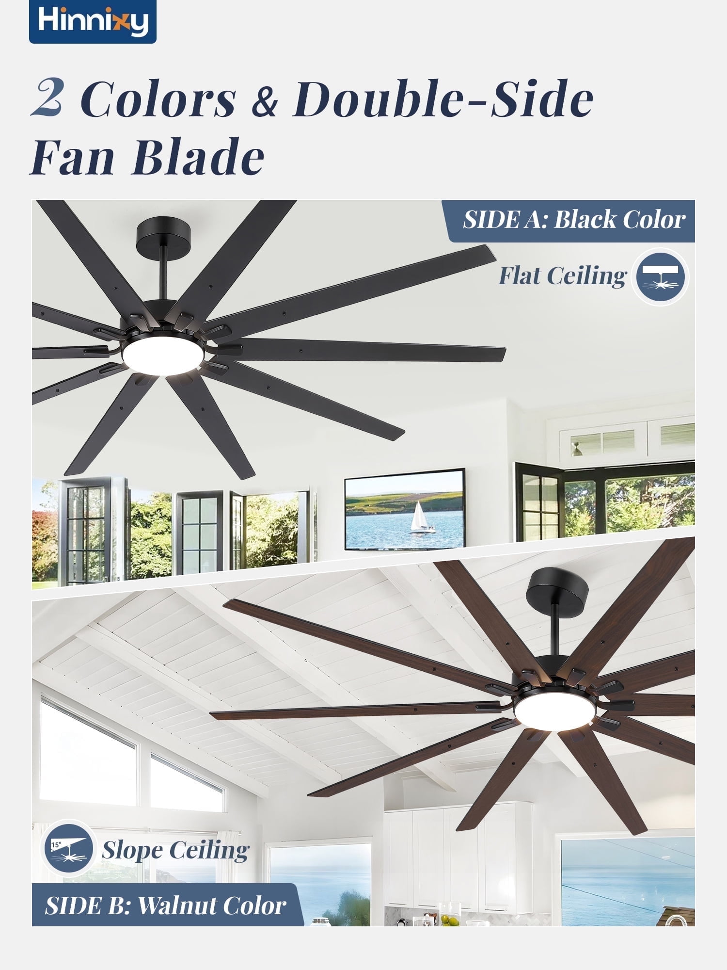 Zardon 92" Black Industrial Ceiling Fan with Light & Remote Control ...