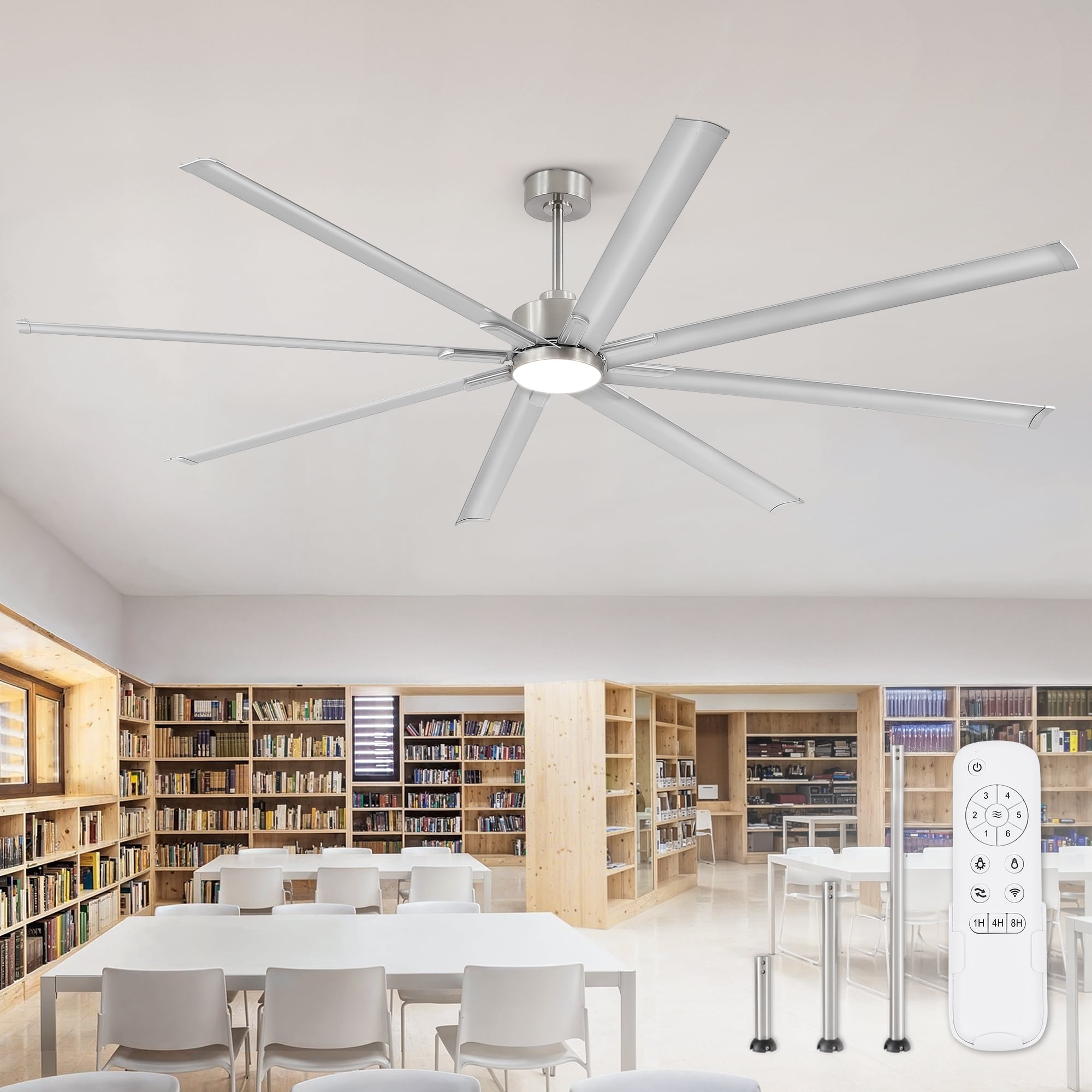 Zardon 96" Industrial Ceiling Fan with Light and Remote Control - High ...