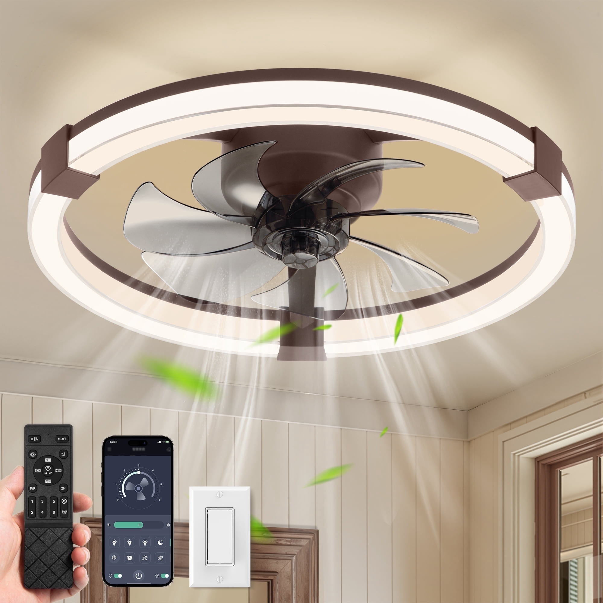 Zardon Ceiling Fan with Lights, 20in Low Profile Ceiling Fan with ...
