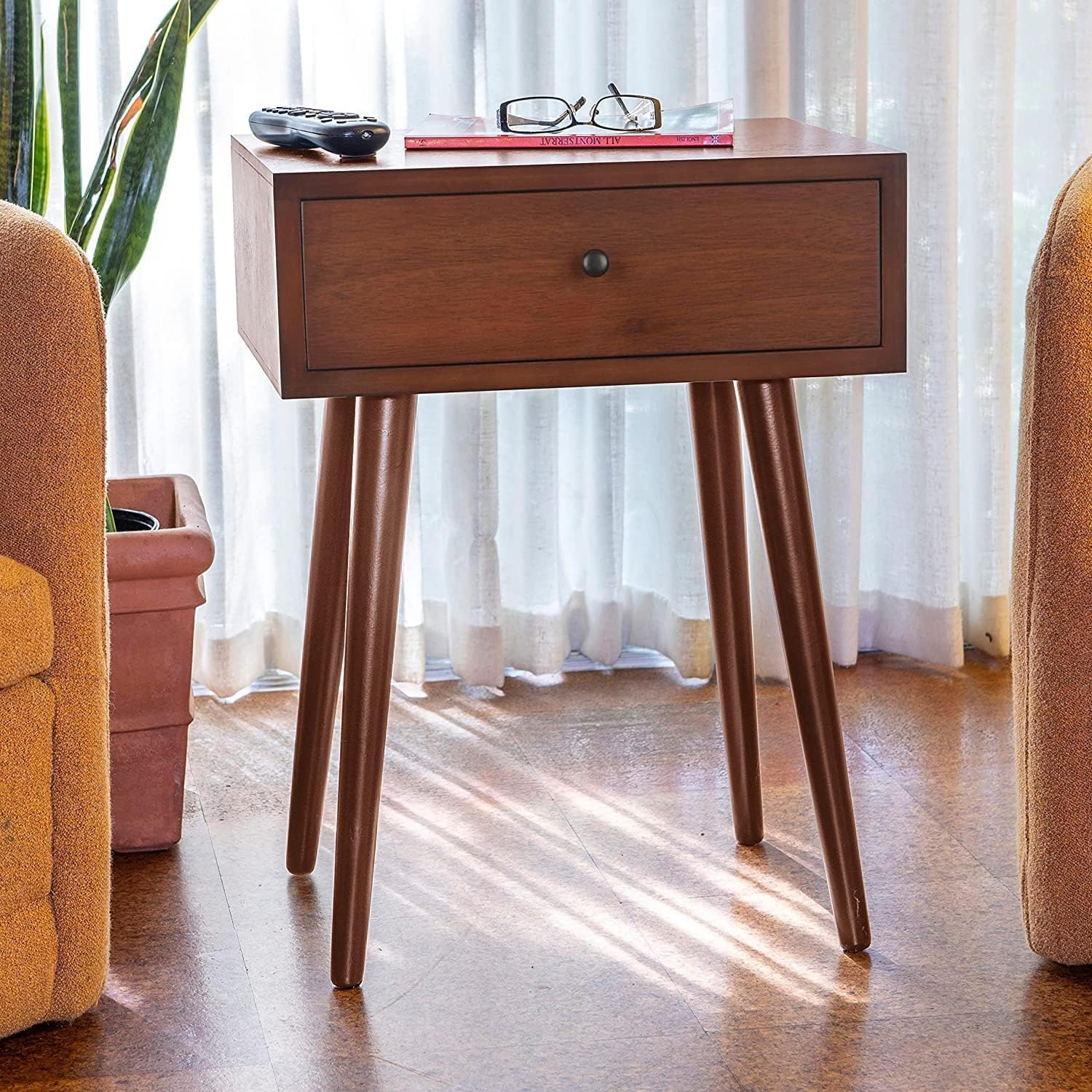 Zareen Mart Wooden Side Table with Storage Drawer Foldable Bedside ...