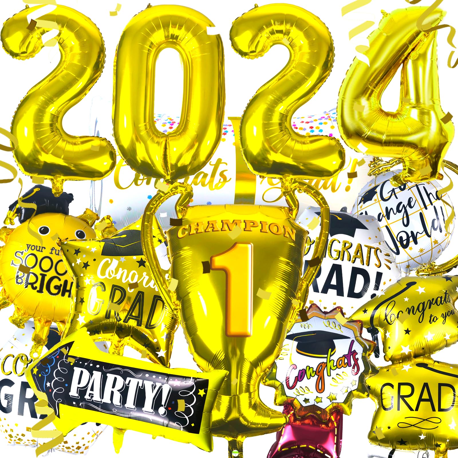 Zaruatu 14 Pcs Graduation Balloons 2024 Balloons Black and Gold Star ...