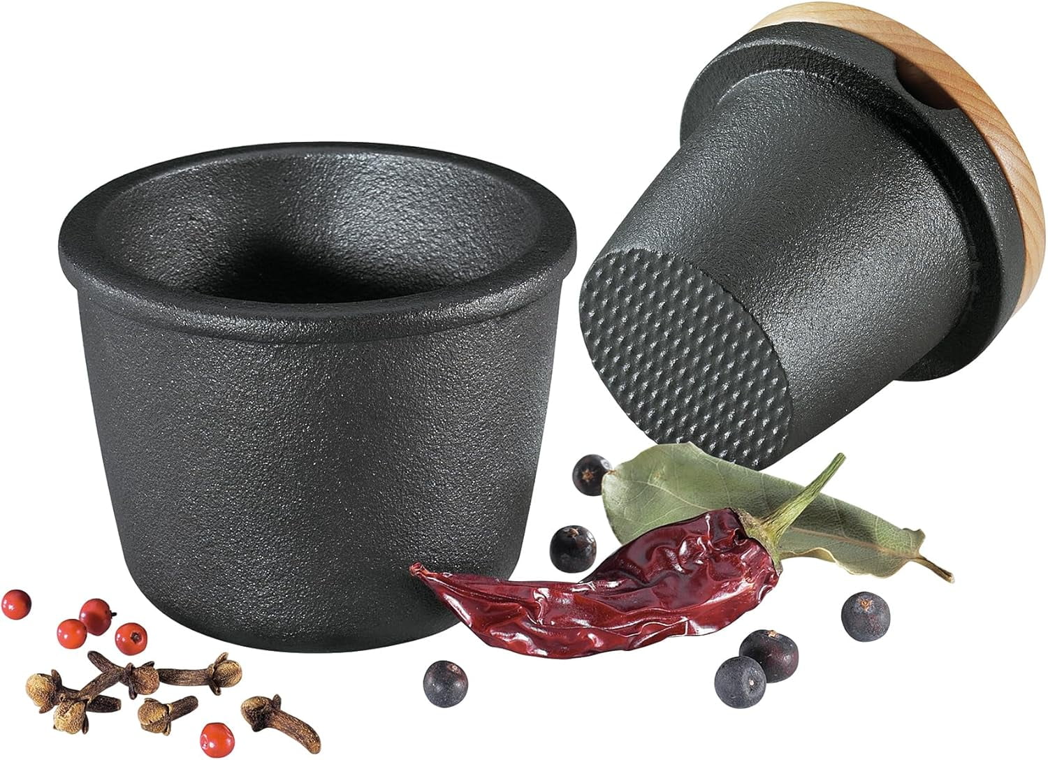 Zassenhaus Cast Iron Spice Grinder Set with Beech Wood Lid, Spice Mill ...