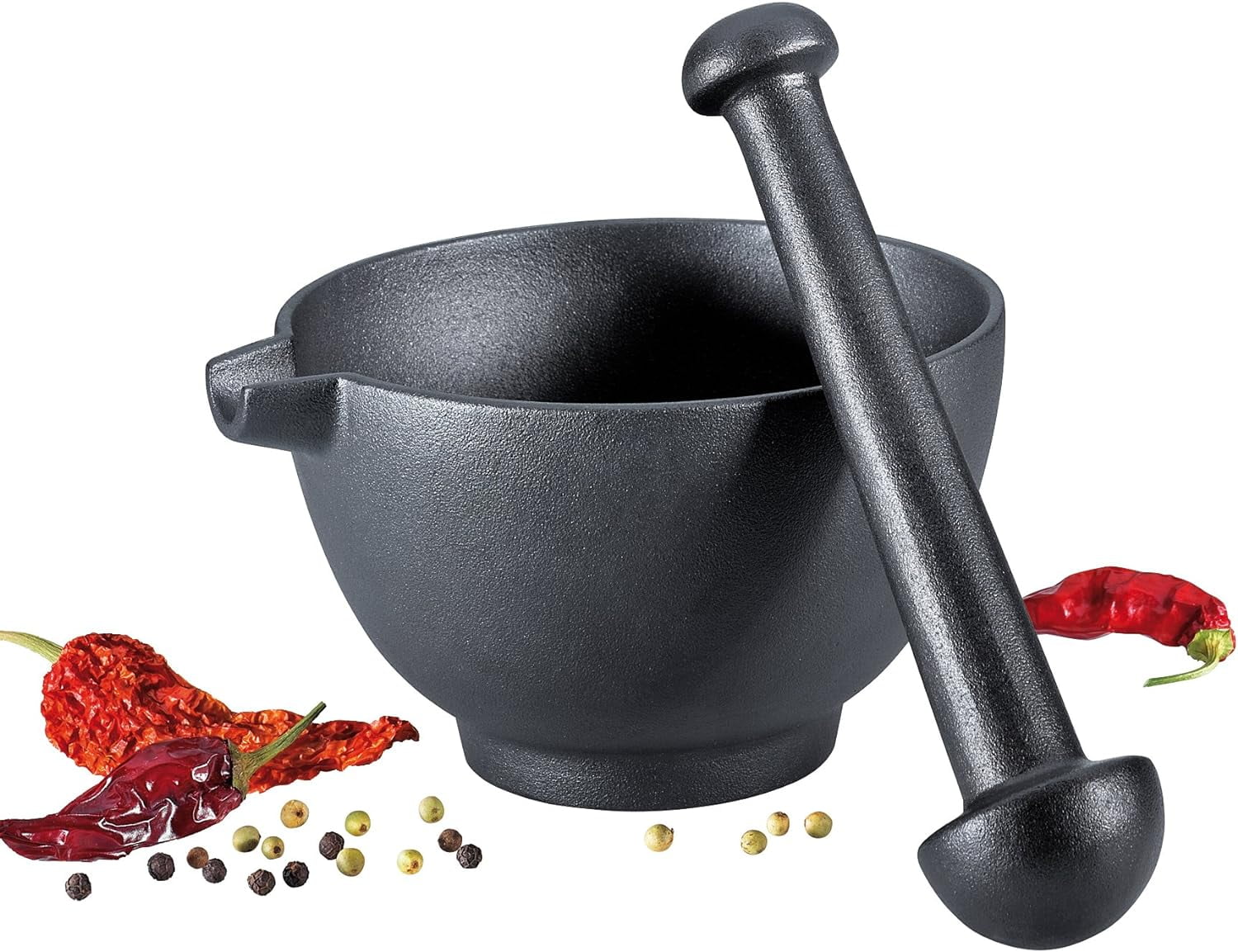 Zassenhaus Cast Iron XL Mortar and Pestle, Grinder for Spices and Seeds ...