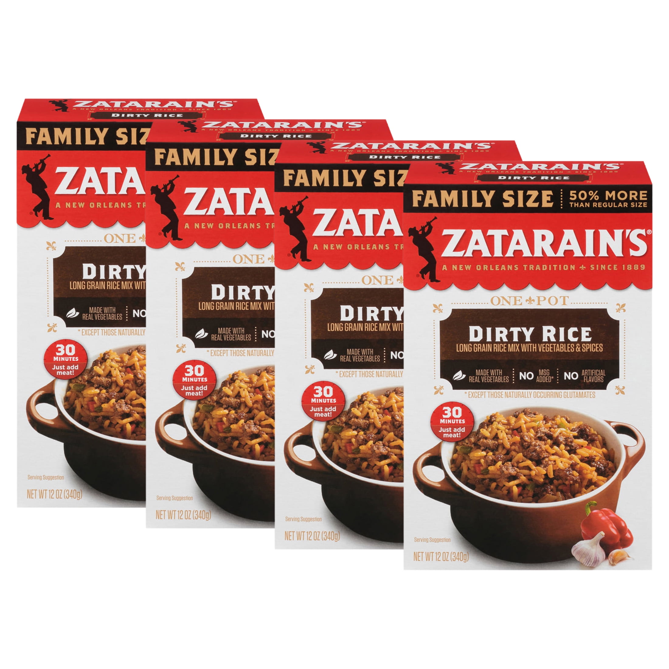 (4 pack) Zatarain's Dirty Rice Mix - Family Size, 12 oz - Walmart.com
