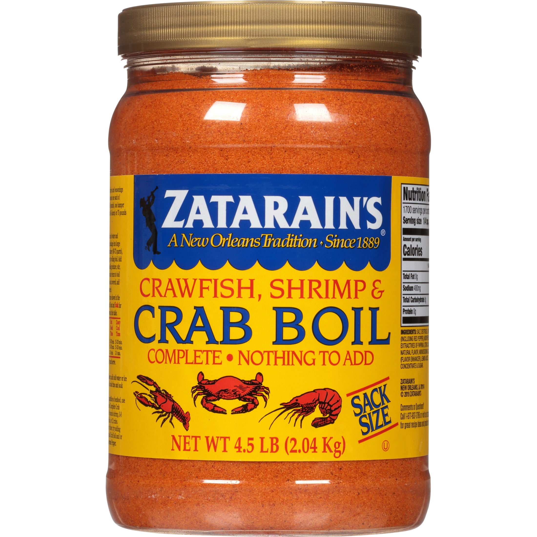 Zatarain's Kosher Crawfish, Shrimp & Crab Boil, 4.5 lb Jar - Walmart.com