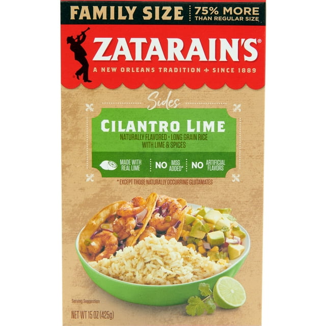Zatarain's Cilantro Lime Rice with Garlic, No Artificial Flavors, 15 oz ...