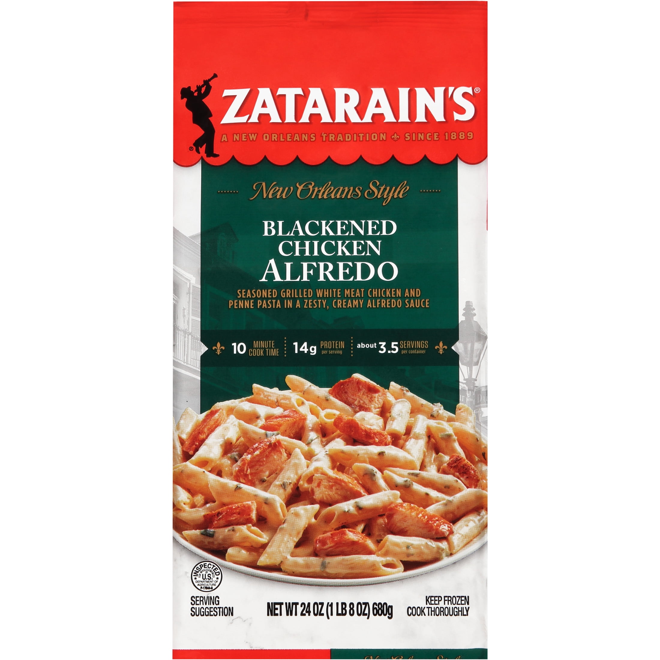 Zatarain's No Artificial Flavors Frozen Blackened Chicken Alfredo, 24 ...