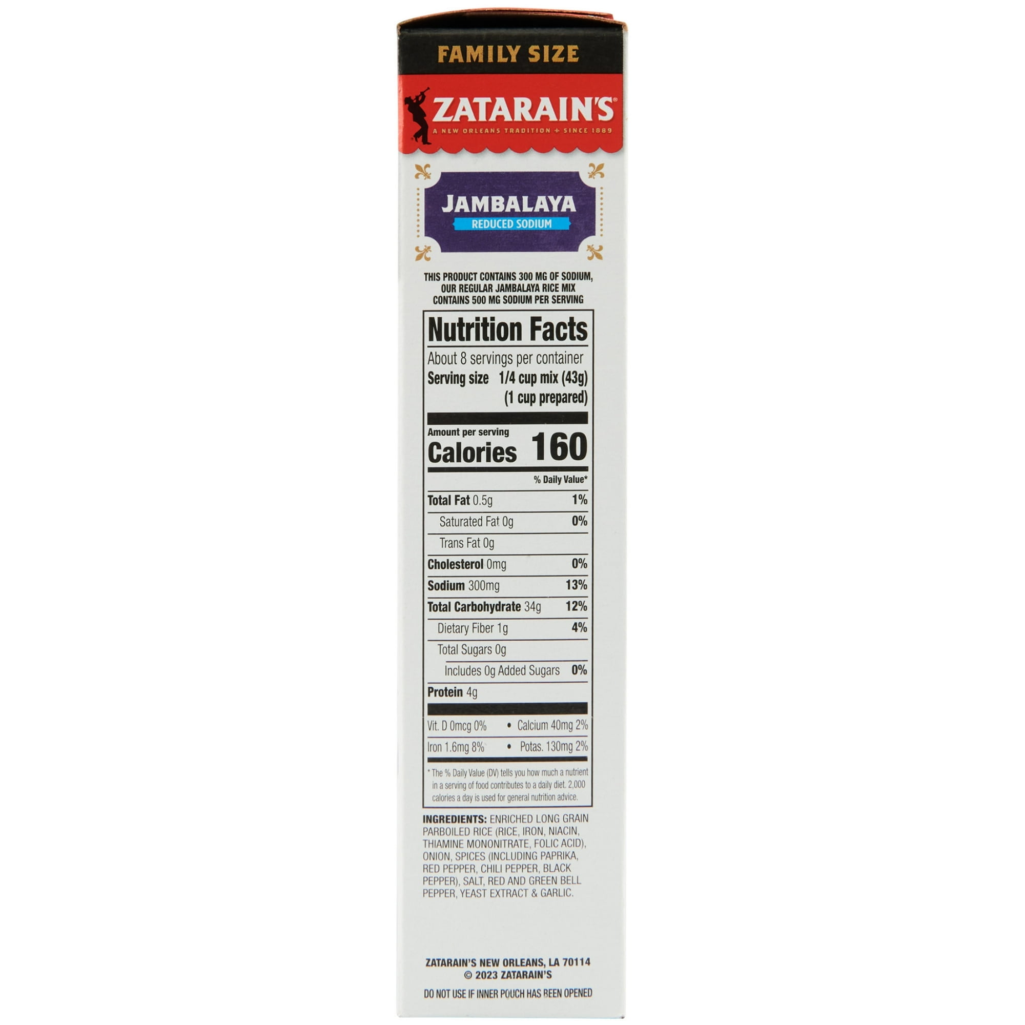 Zatarain's No Artificial Flavors Gluten Free Reduced Sodium Jambalaya ...