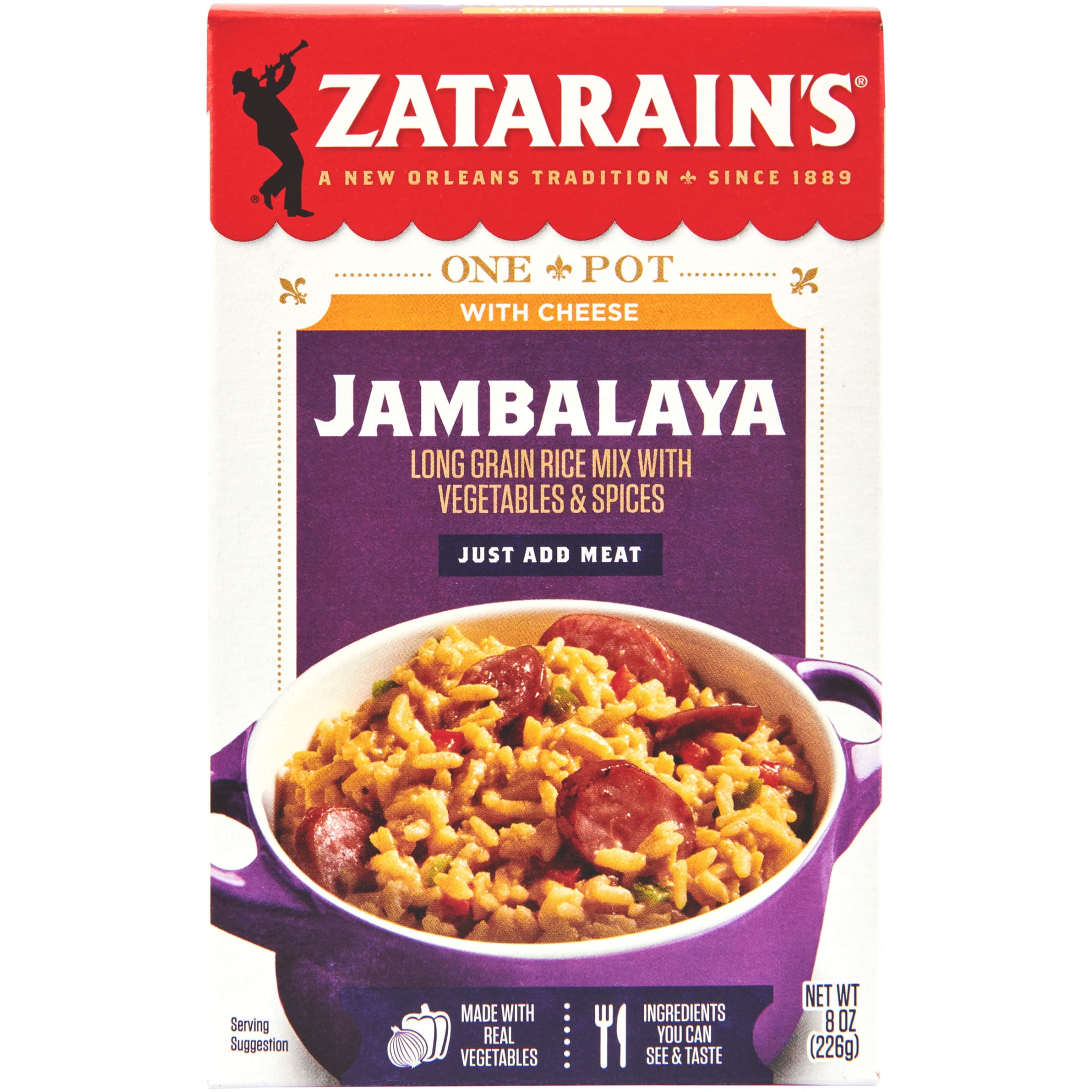 Zatarain's Creole Jambalaya Rice Mix with Cheese, Family Size, 8 oz Box ...