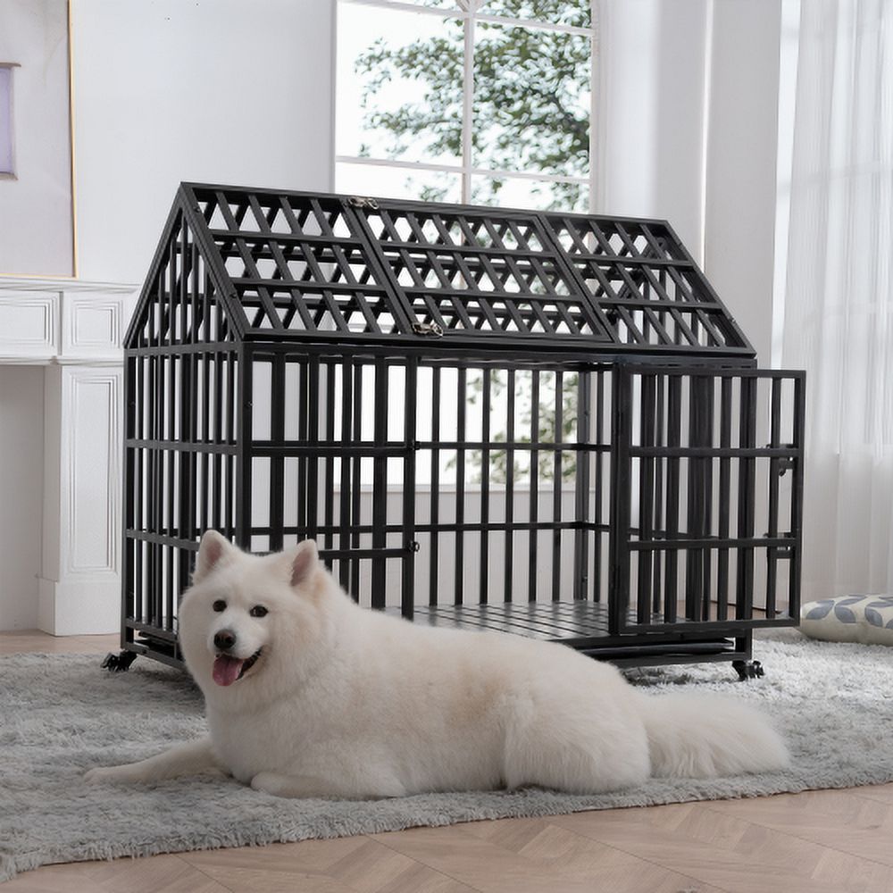 SMONTER Heavy Duty Dog Crate Y Shape Strong Metal Kennel for Large Dogs ...
