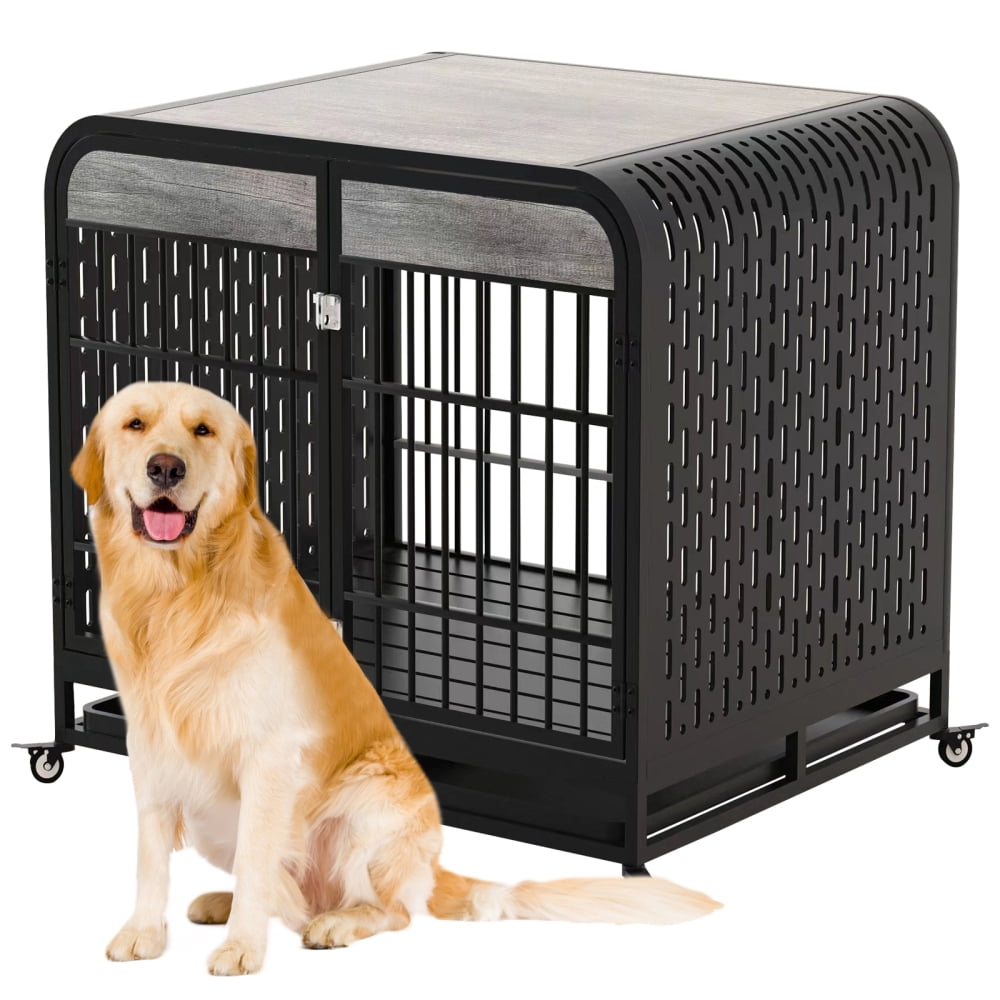 Zateety Heavy Duty Dog Crate Furniture Wooden Table Pet Dog Cage Kennel ...