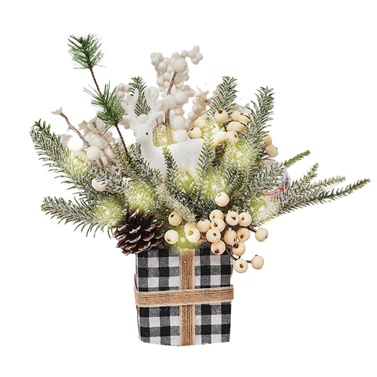 Zatoumnr 14 Inches Flocked Artificial Tabletop Christmas Tree with ...