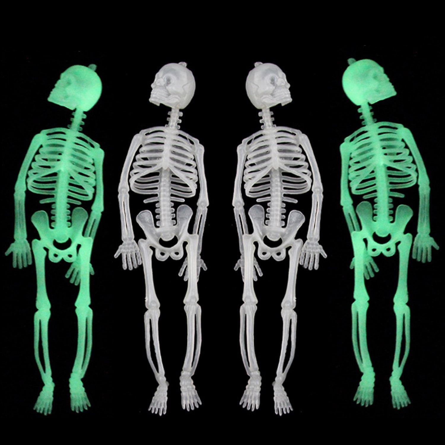 Zatoumnr 4pcs Halloween Small Skeletons Decoration 7.9 Inch Glow in The ...