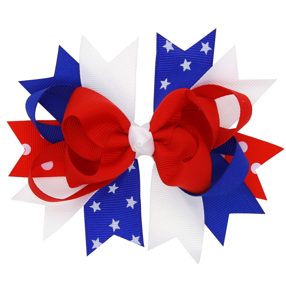 Zatoumnr American Flag Headband Hair Bow Elastic Hairband For ...