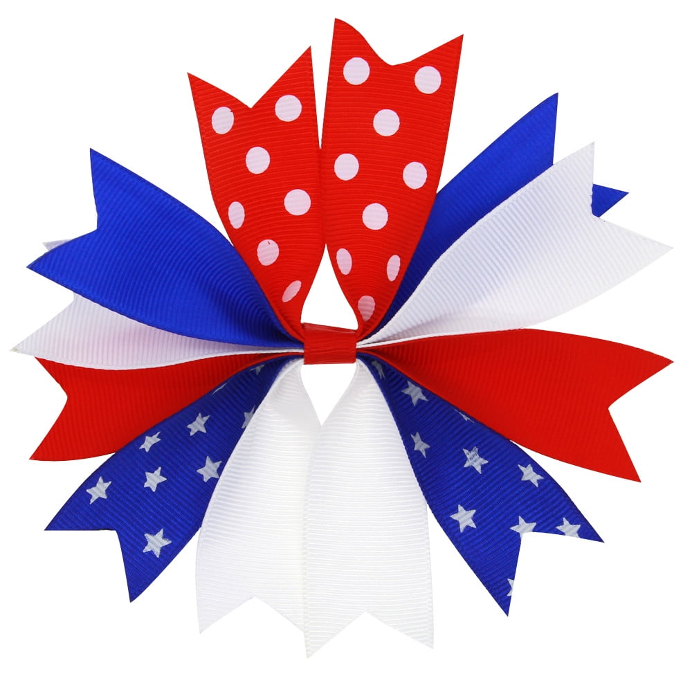 Zatoumnr American Flag Headband Hair Bow Elastic Hairband For ...