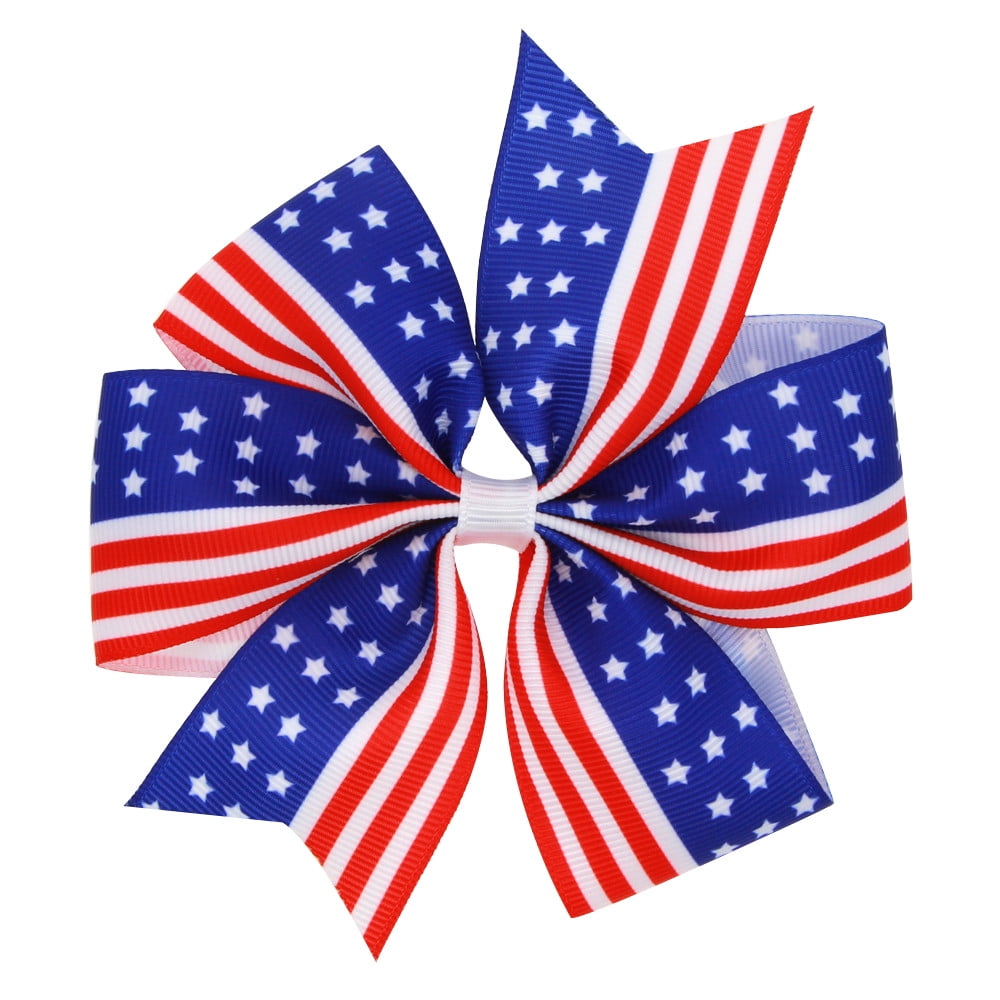 Zatoumnr American Flag Headband Hair Bow Elastic Hairband For ...