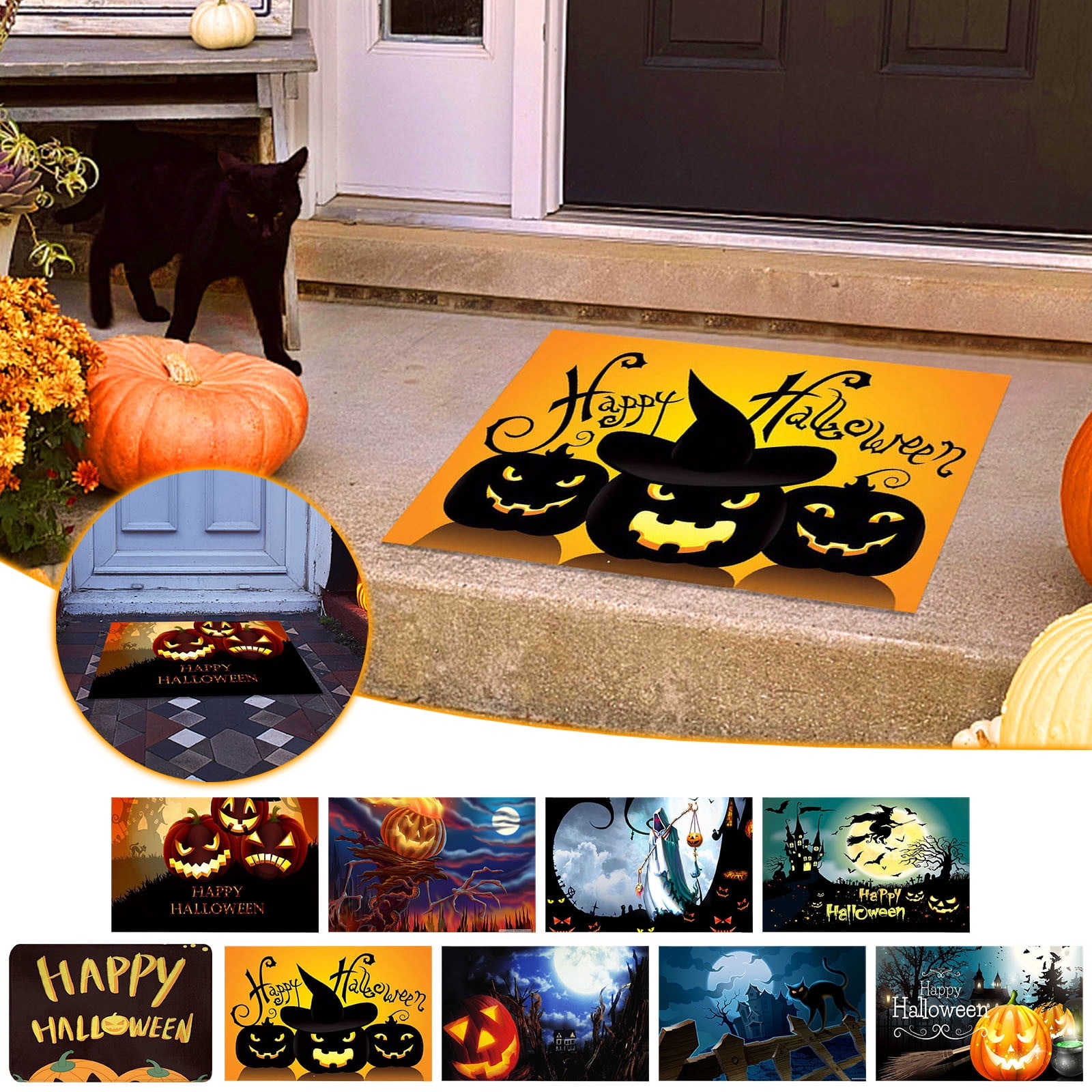 Zatoumnr Halloween Floor Mat With Terrifying Theme, Skull And Print ...