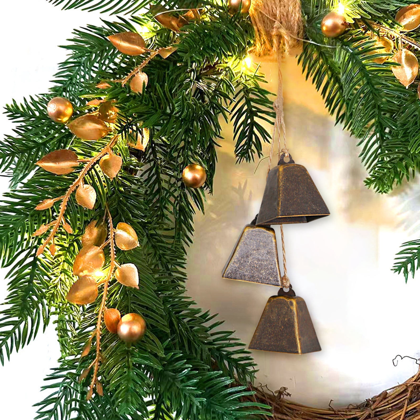Zatoumnr Set of 3 Christmas Bell Brass Cow, Shabby Style Rustic Metal ...