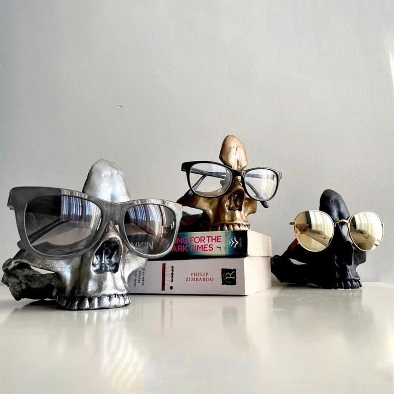 Zatoumnr Skull Glasses Stand, Eyeglasses, Resin Statue Ornament ...