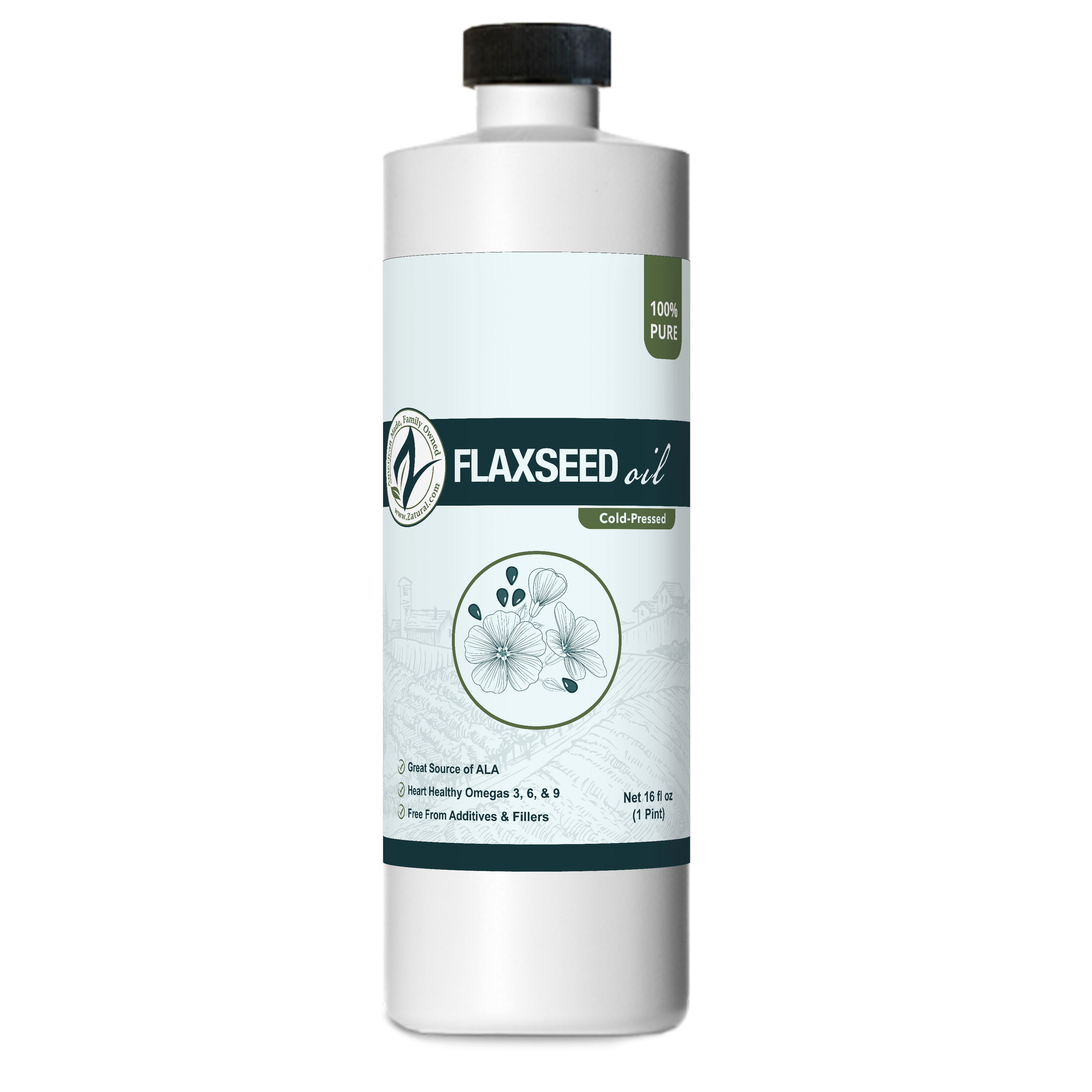 Zatural Cold Pressed Flaxseed Oil – 100% Pure Non-GMO Liquid Flax Seed ...