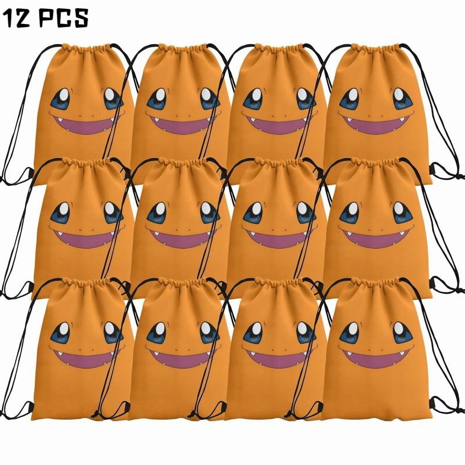 Lheaggik 12 packs Cartoon Pokemon Candy Drawstring Bag Drawstring Goodie Favor Bags for Boys and ...