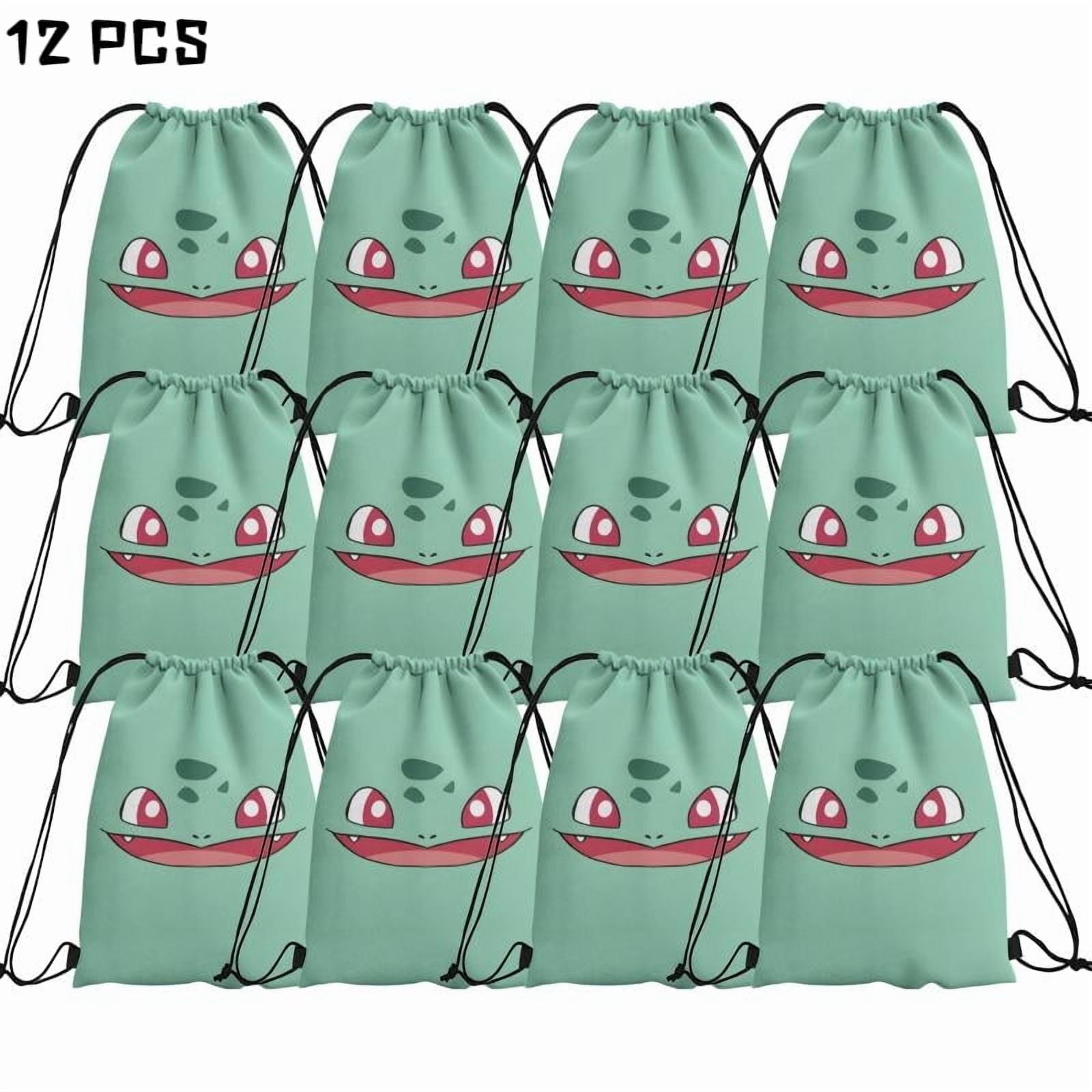 Lheaggik 12 packs Cartoon Pokemon Candy Drawstring Bag Drawstring Goodie Favor Bags for Boys and ...