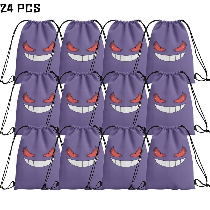 Lheaggik 24 packs Cartoon Pokemon Candy Drawstring Bag Drawstring Goodie Favor Bags for Boys and ...