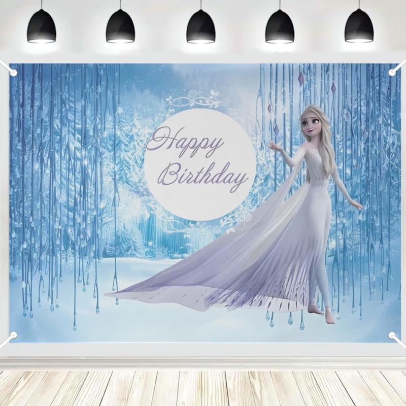 ZauQeuly Cartoon Birthday Banner Frozen Theme Backdrops Banner Birthday ...
