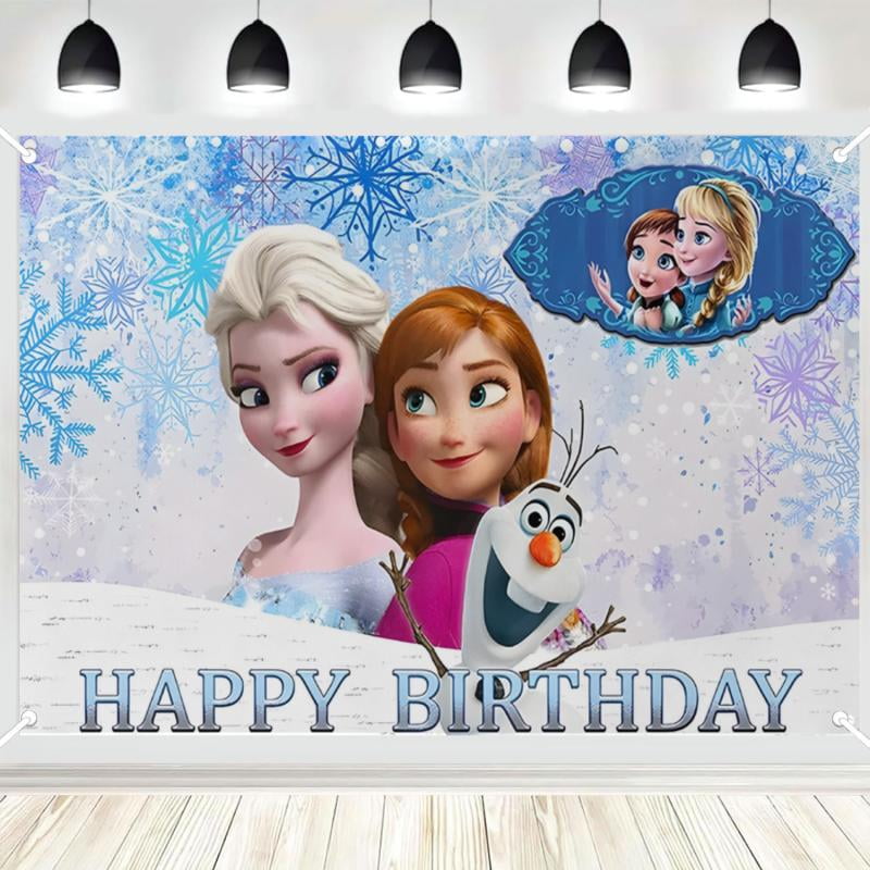ZauQeuly Frozen Backdrop Banner Party Supplies Movie Theme Background ...