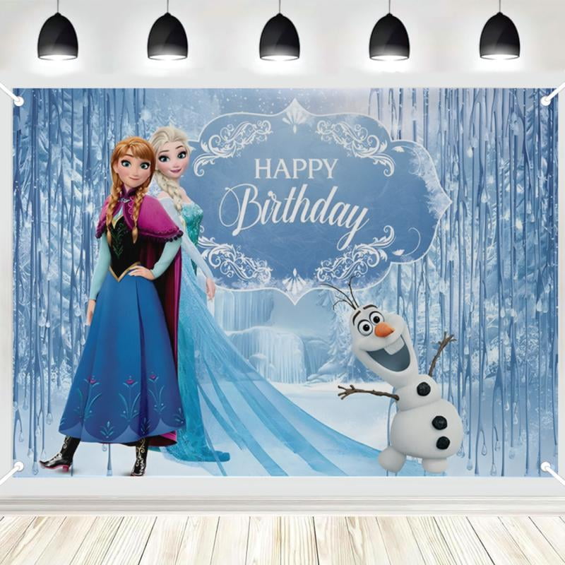 ZauQeuly Frozen Backdrop Banner Party Supplies Movie Theme Background ...