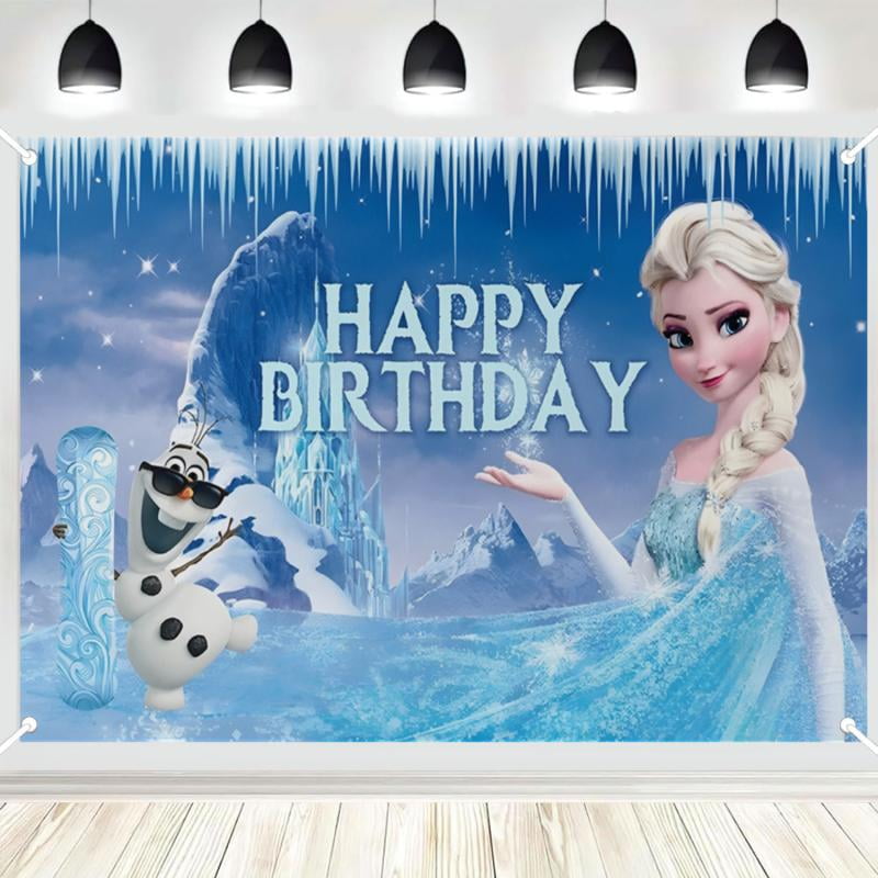 ZauQeuly Frozen Backdrop Banner Party Supplies Movie Theme Background ...