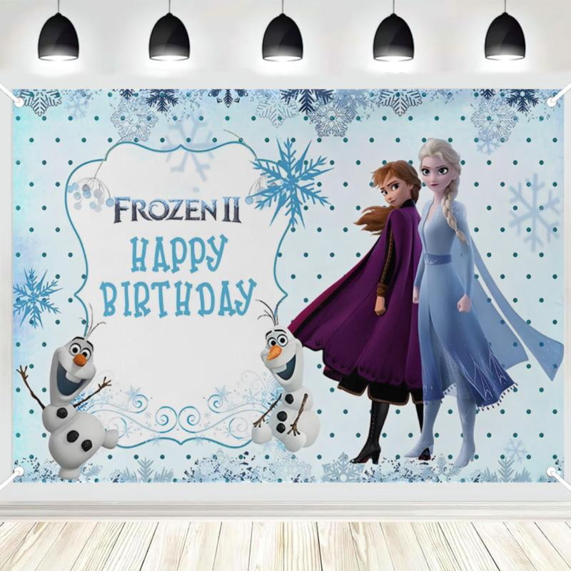 ZauQeuly Frozen Backdrop Banner Party Supplies Movie Theme Background ...