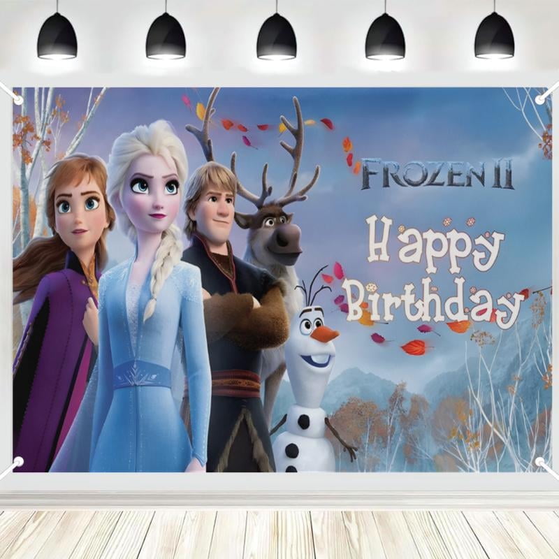 ZauQeuly Happy Birthday Frozen Anime Cartoon Theme Backdrops Banner ...