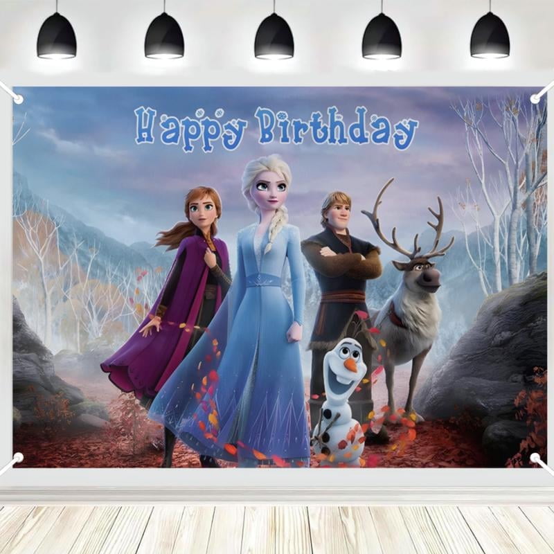 Lheaggik Happy Birthday Frozen Anime Cartoon Theme Backdrops Banner ...