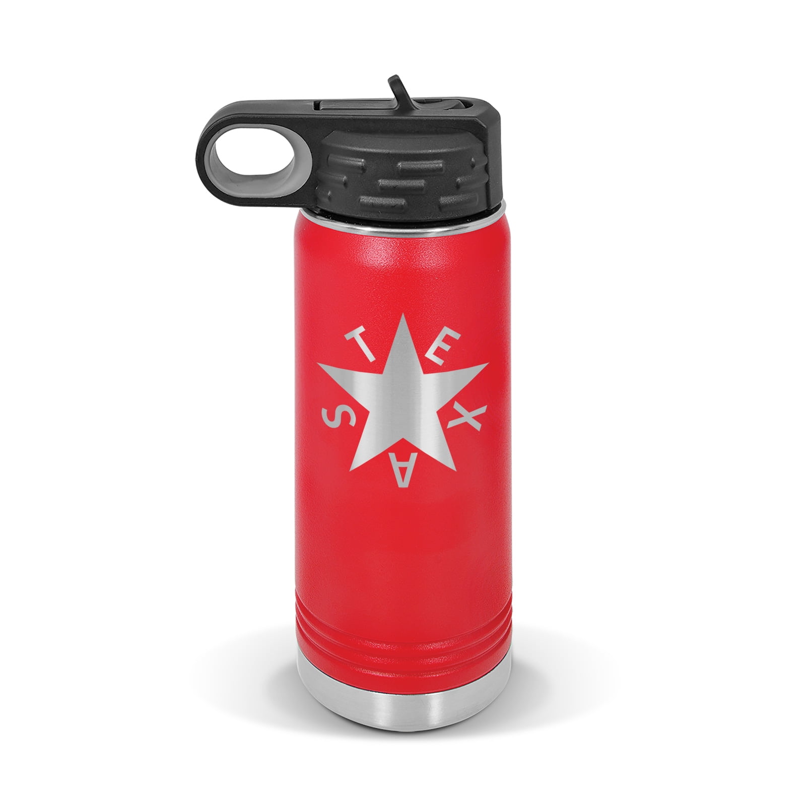 Zavala Flag Texas Star Water Bottle 20 oz - Laser Engraved w/ Flip Top ...
