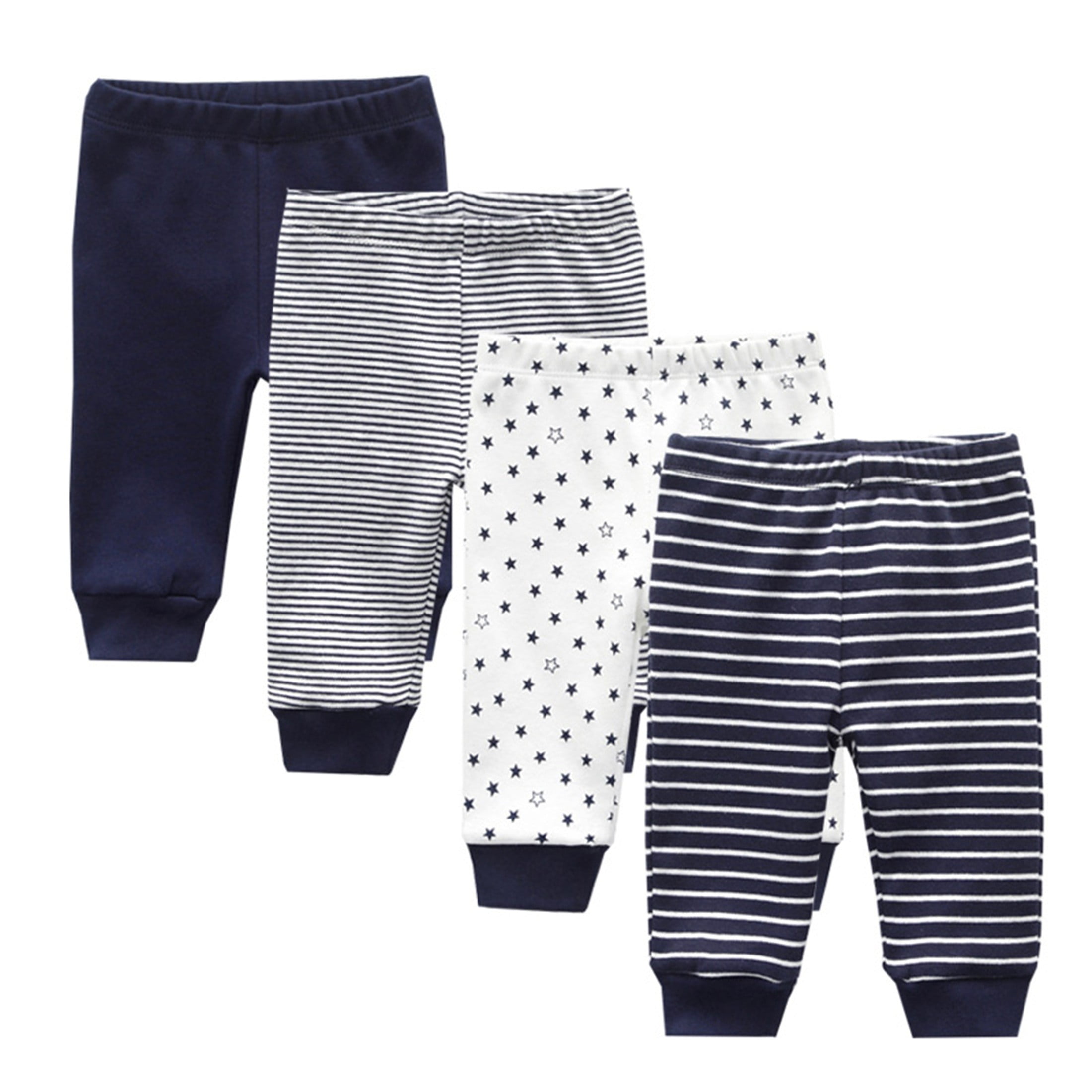 Zavbaby Unisex 4 Pieces Newborn Pants Sets Soft Cotton Infants Bottoms ...