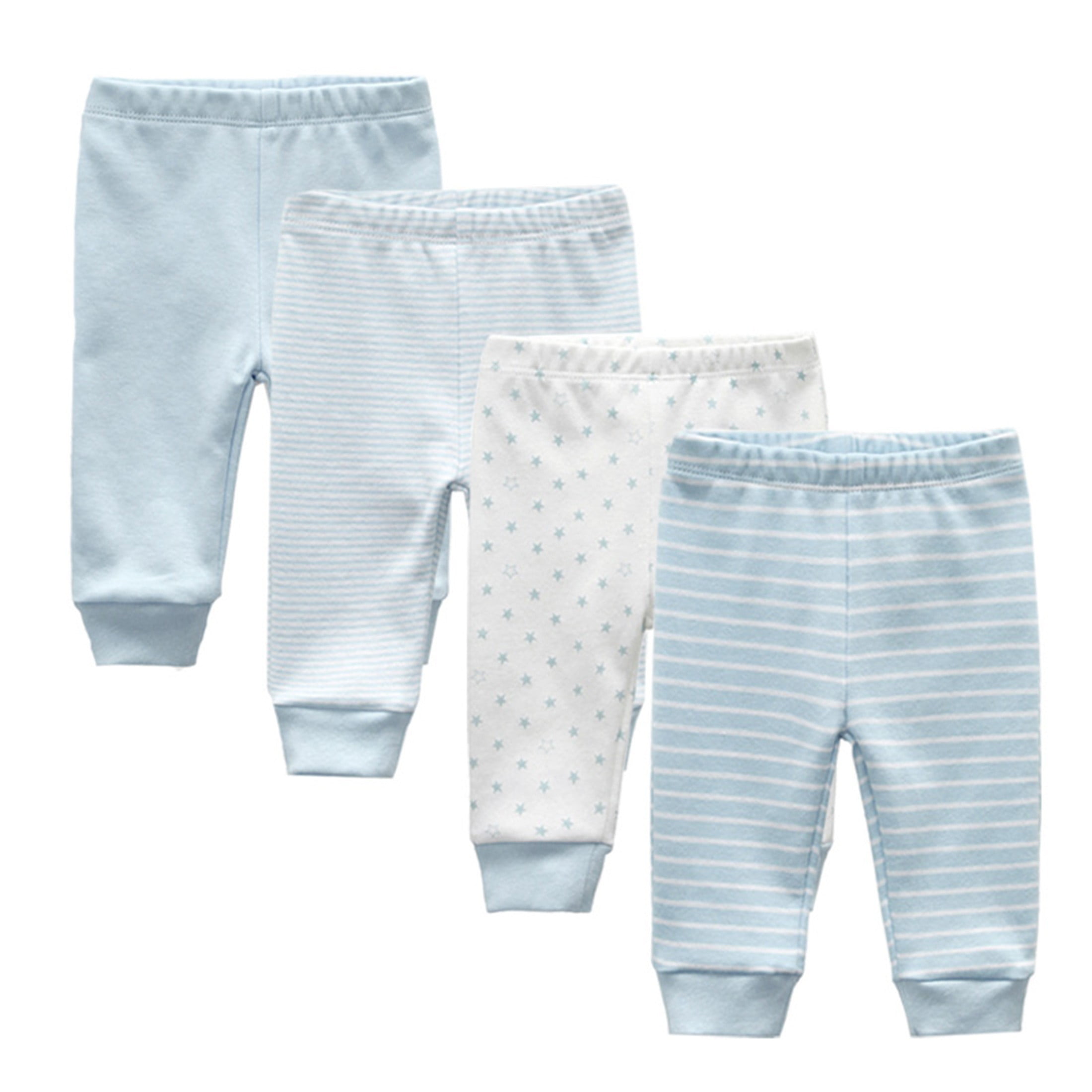 Zavbaby Unisex 4 Pieces Newborn Pants Sets Soft Cotton Infants Bottoms ...