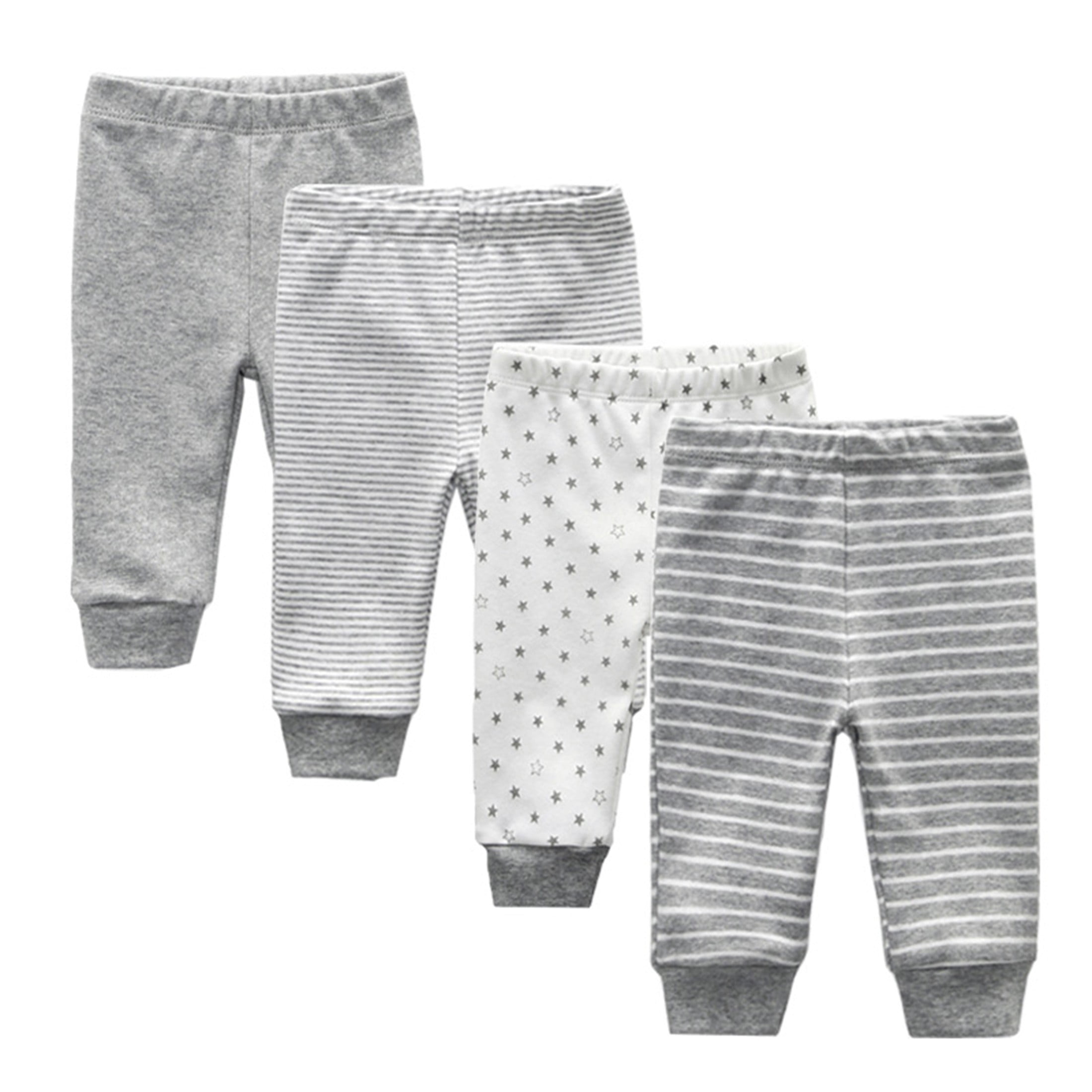 Zavbaby Unisex 4 Pieces Newborn Pants Sets Soft Cotton Infants Bottoms ...