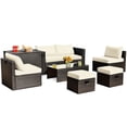 Zaverox 8 Pieces Outdoor Rattan Patio Furniture Set, Space-Saving ...